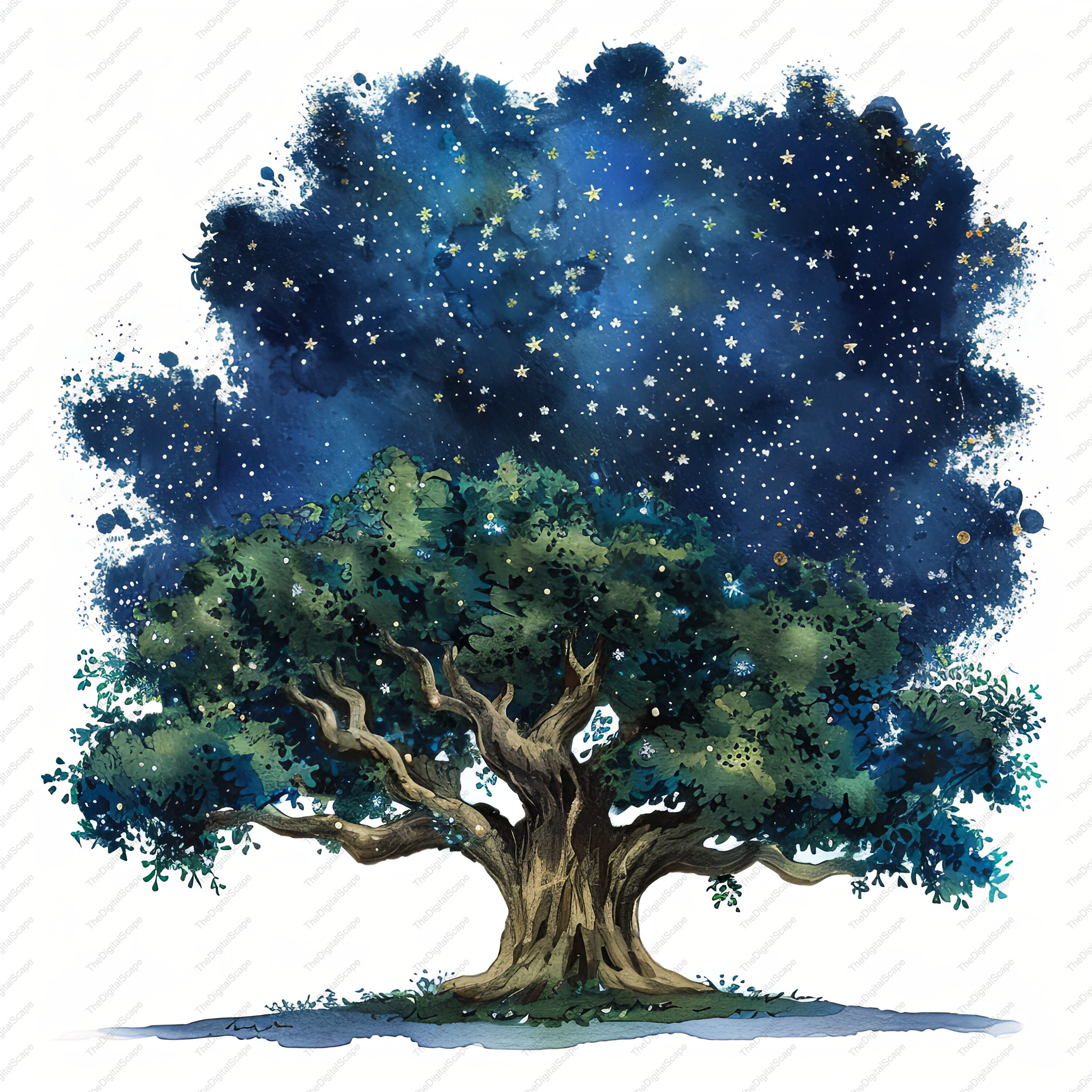 10 Starry Night Oak Trees Clipart High Quality Jpgs, Scrapbooks ...