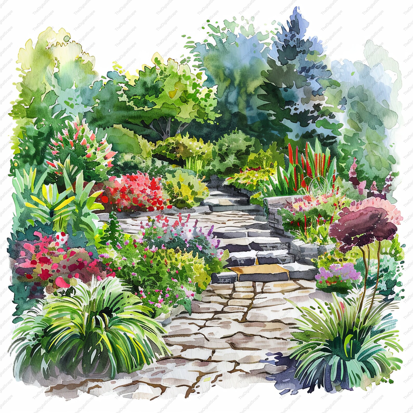 10 Summer Gardens Clipart High Quality Jpgs, Scrapbooks, Digital Craft ...