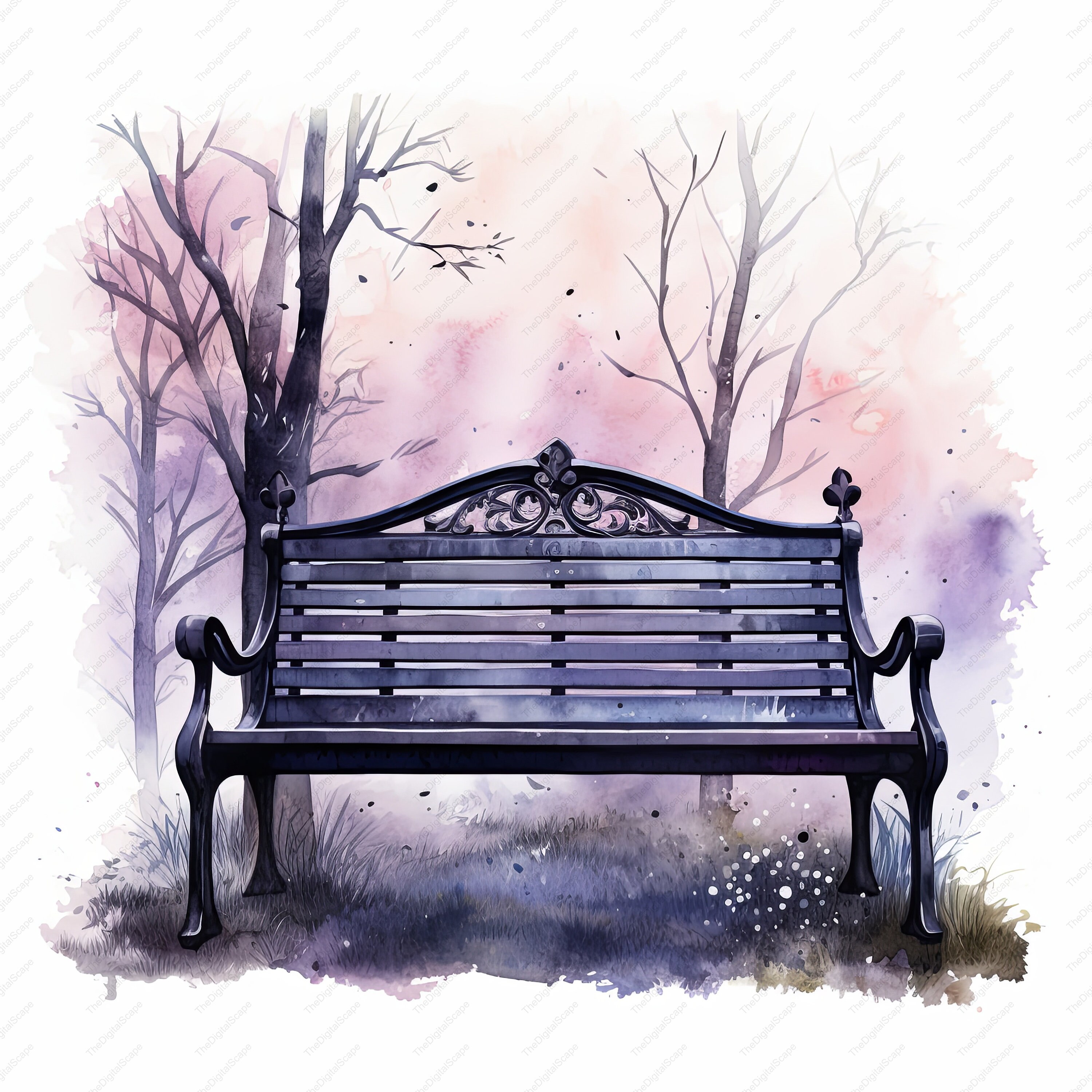 Park Bench Clipart 10 High Quality Jpgs, Scrapbooks, Digital Craft ...
