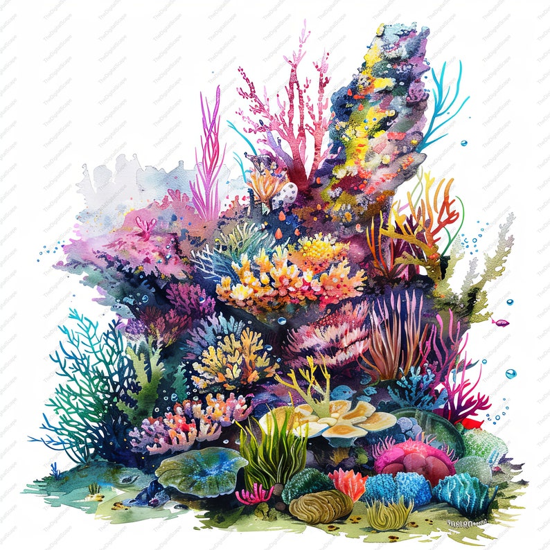 10 Underwater Coral Reef Clipart, Water Plants, Printable Watercolour ...