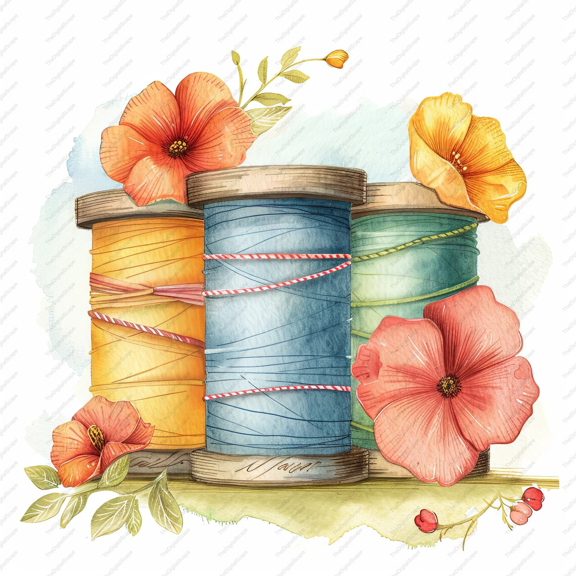 Vintage Spools of Thread Clipart 10 High Quality Jpgs, Scrapbooks ...