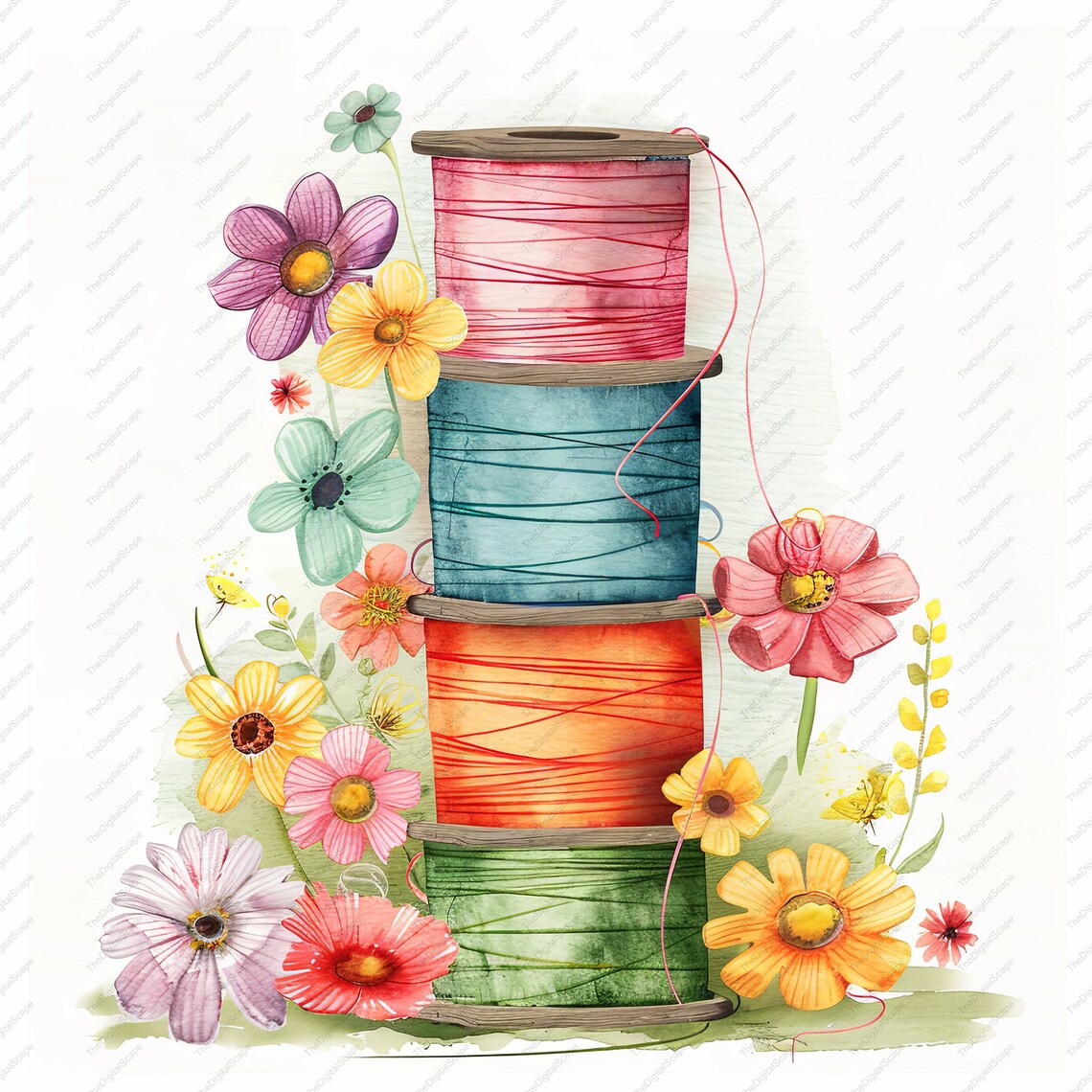 Vintage Spools of Thread Clipart 10 High Quality Jpgs, Scrapbooks ...