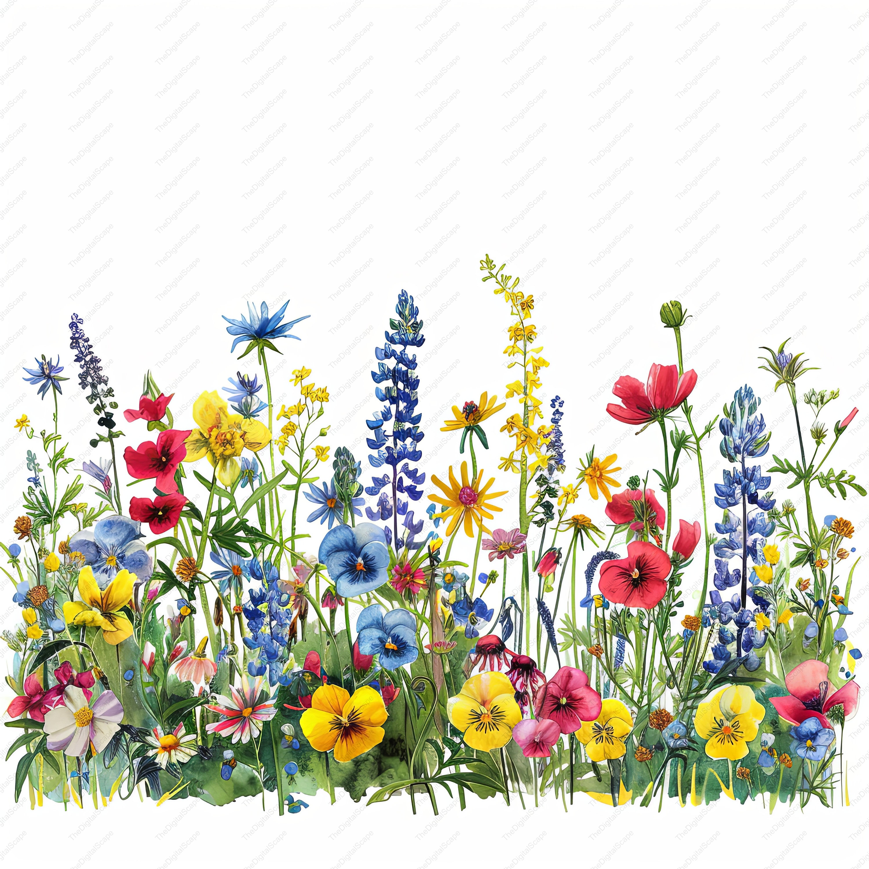 Wildflower Border Clipart 10 High Quality Jpgs, Scrapbooks, Digital ...
