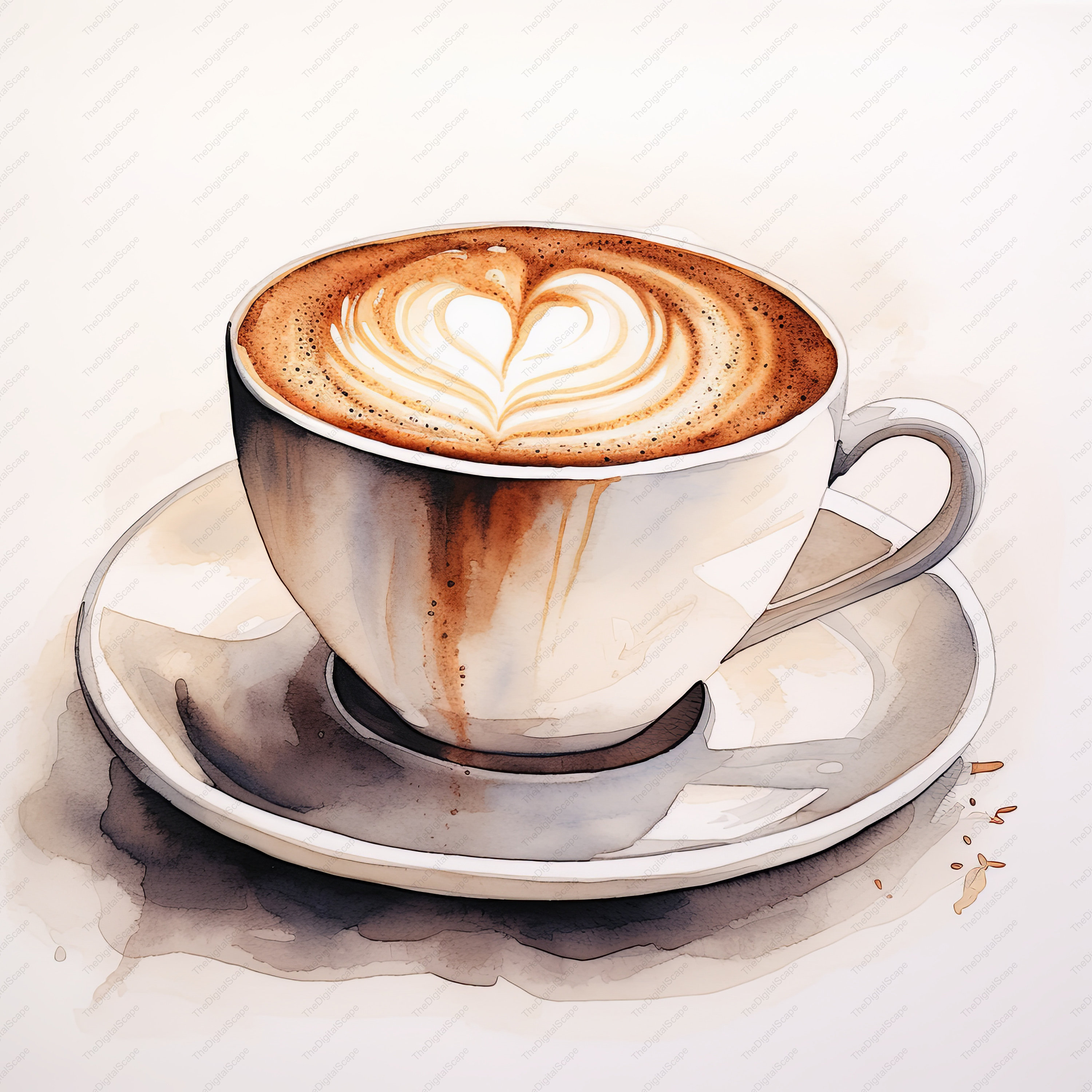 Latte Coffee Art JPG Clipart: Commercial Use, Scrapbook, Planner ...