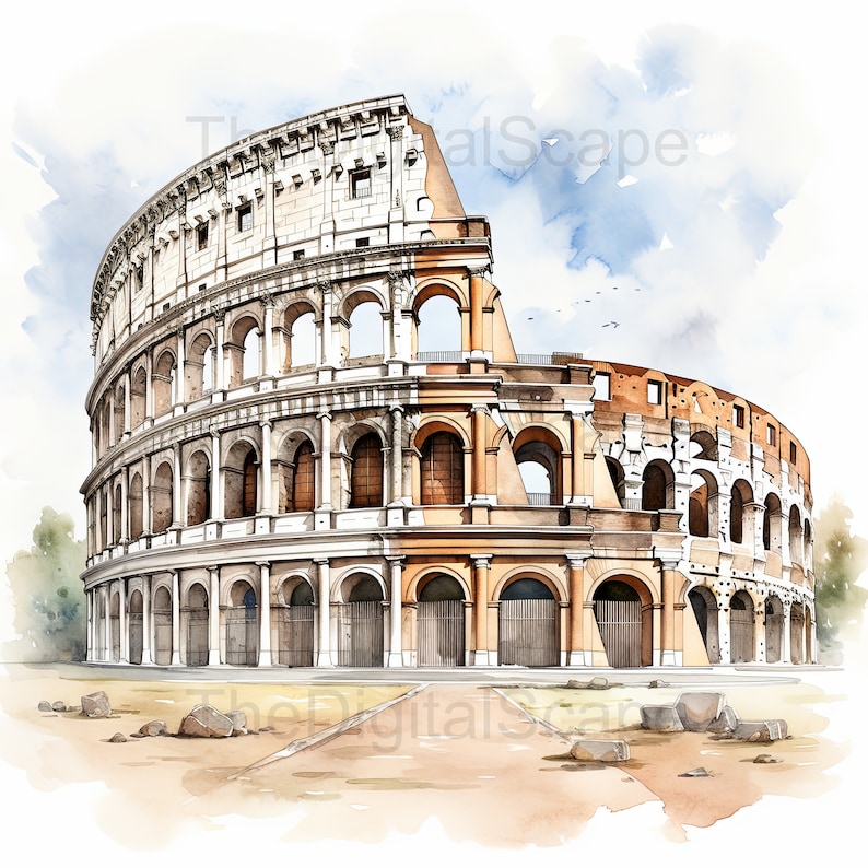 Roman Colosseum Clipart - 10 High Quality Jpgs, Scrapbooks, Digital ...
