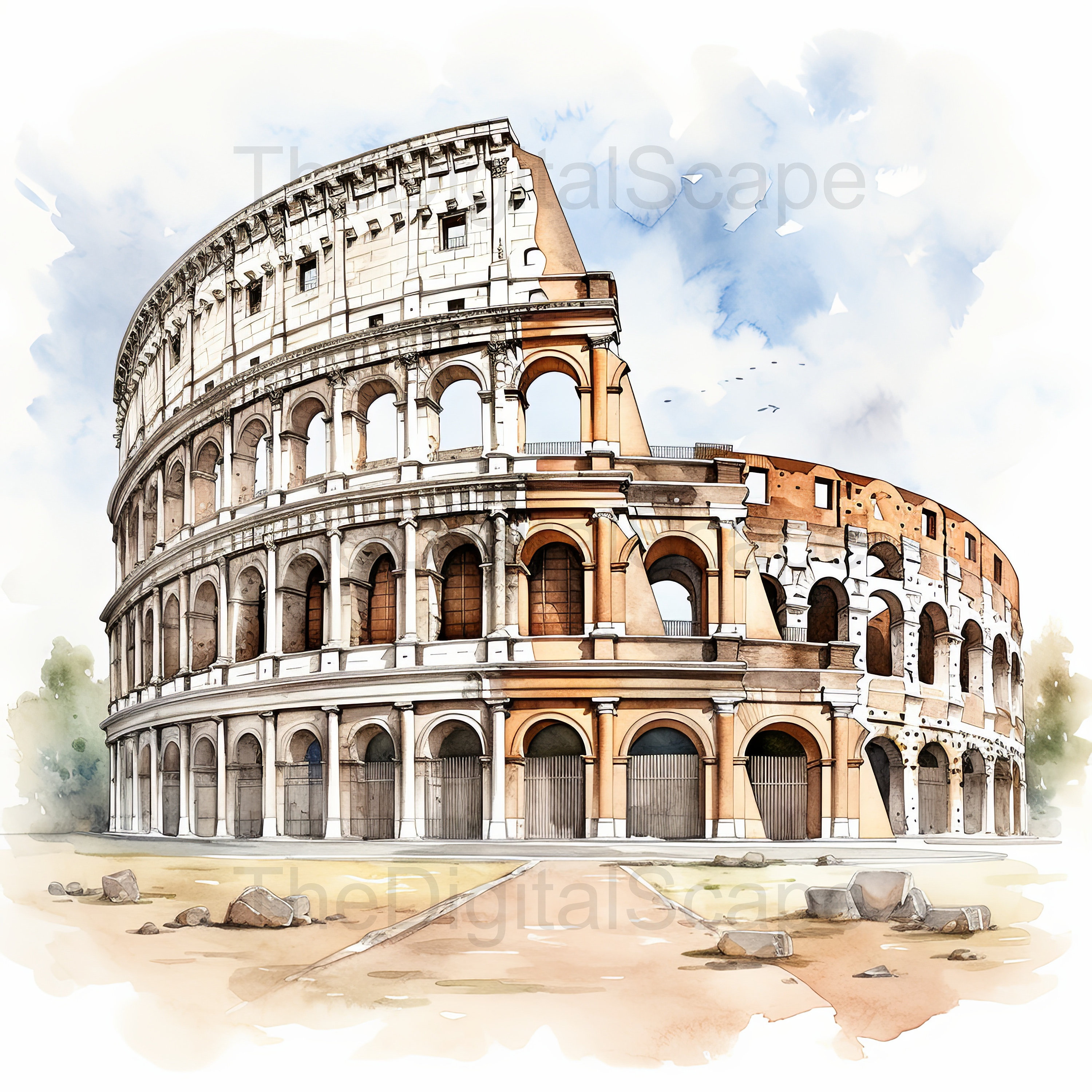 Roman Colosseum Clipart 10 High Quality Jpgs, Scrapbooks, Digital Craft ...