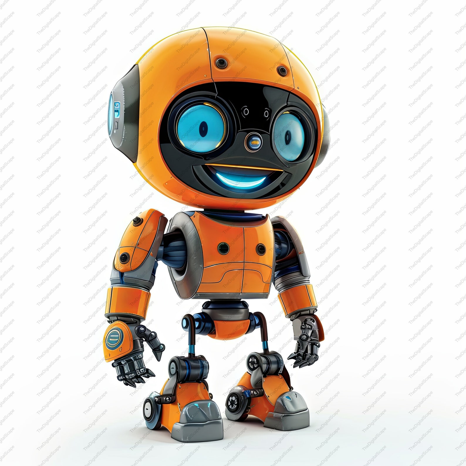 10 Cartoon Cute Smiling Robots Clipart High Quality Jpgs, Scrapbooks ...