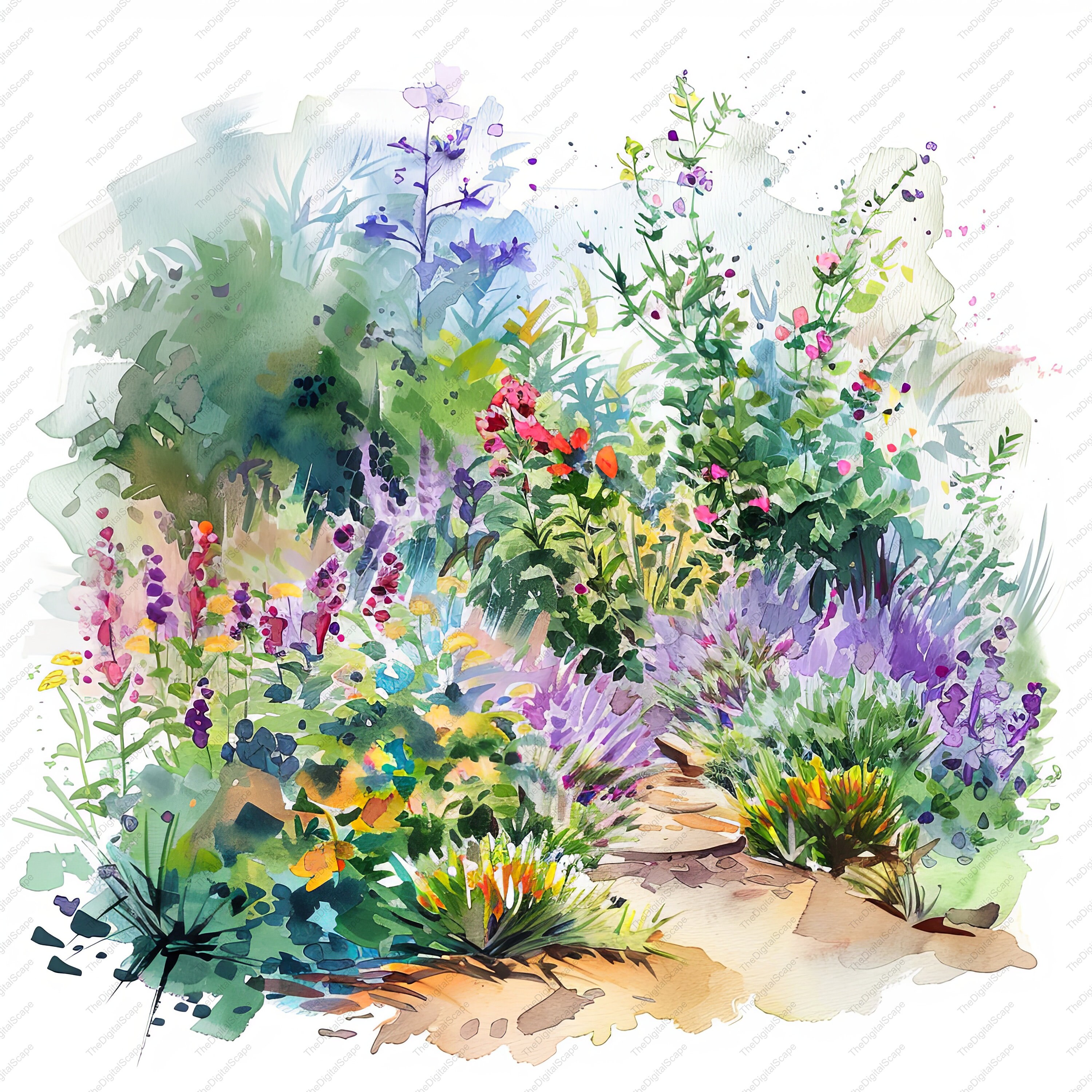 10 Summer Gardens Clipart High Quality Jpgs, Scrapbooks, Digital Craft ...