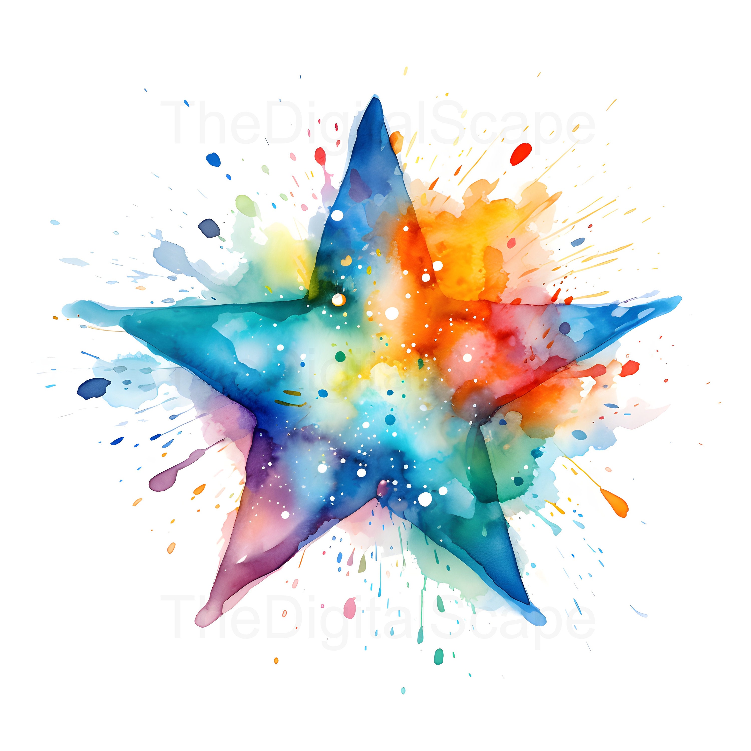 Star Watercolour SET 1 Clipart - 10 High Quality Jpgs, Scrapbooks ...