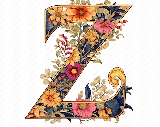 Floral Letter L Clipart – High-quality JPG, Alphabet Print (digital ...