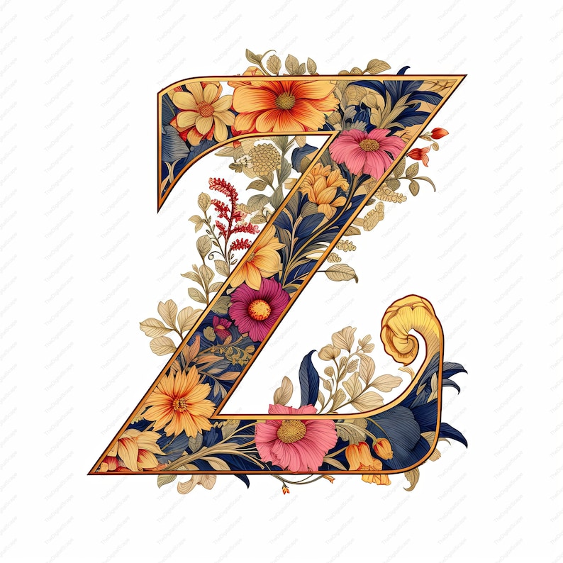 Letter Z Floral Clipart – High-quality Alphabet Print (digital Download ...