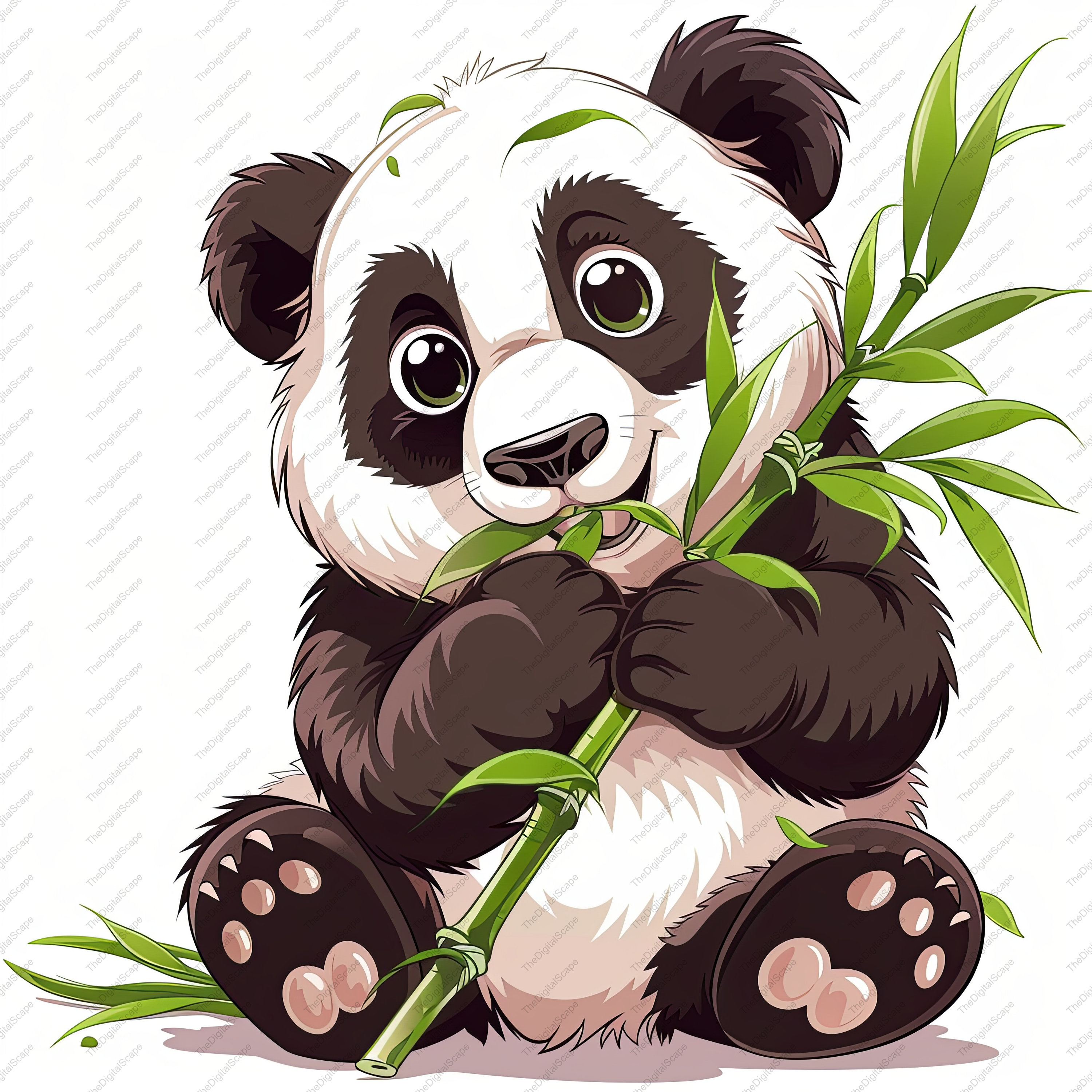 Cute Cartoon Panda Clipart – High Quality Jpgs, Commercial Use (instant ...