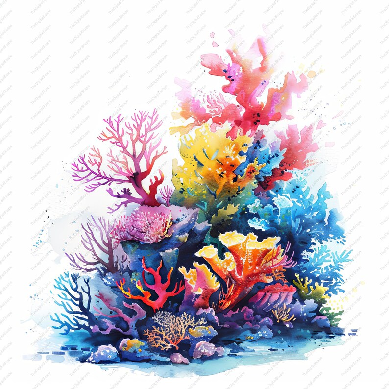 10 Underwater Coral Reef Clipart, Water Plants, Printable Watercolour ...