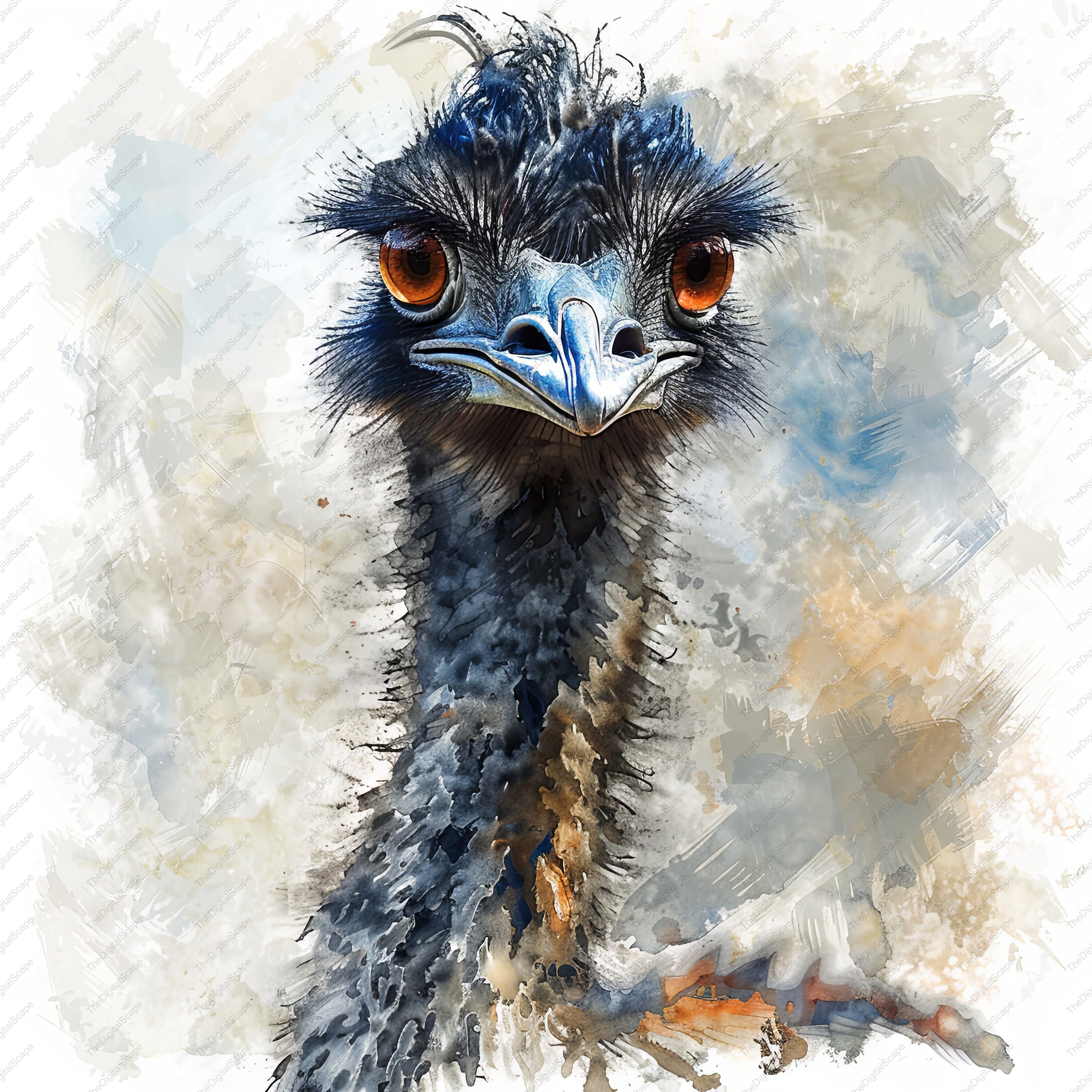 Emu Watercolor Clipart – 10 Jpgs for Commercial Use (instant Download ...
