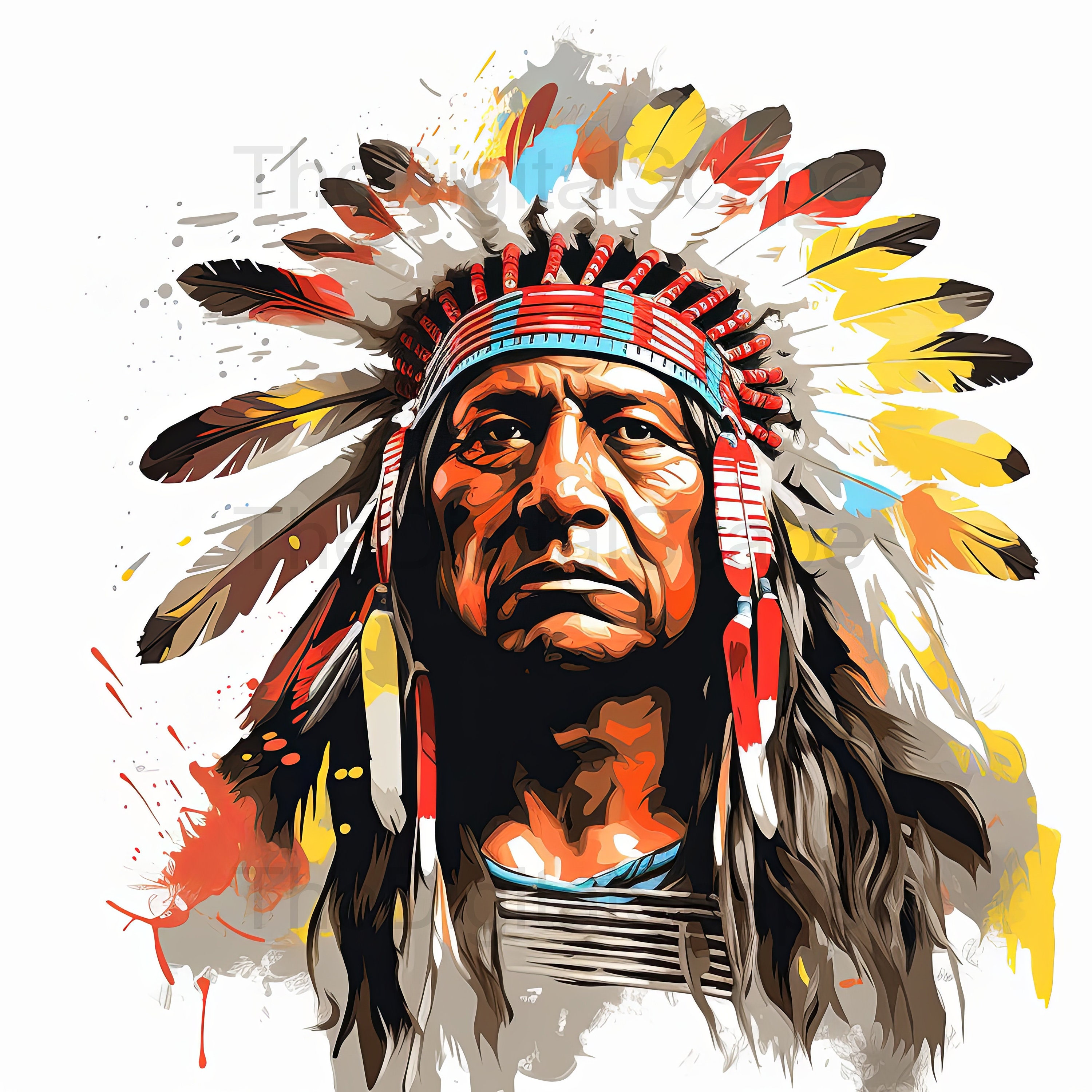 Native American Man Clip Art – High Quality Jpgs, Commercial Use ...