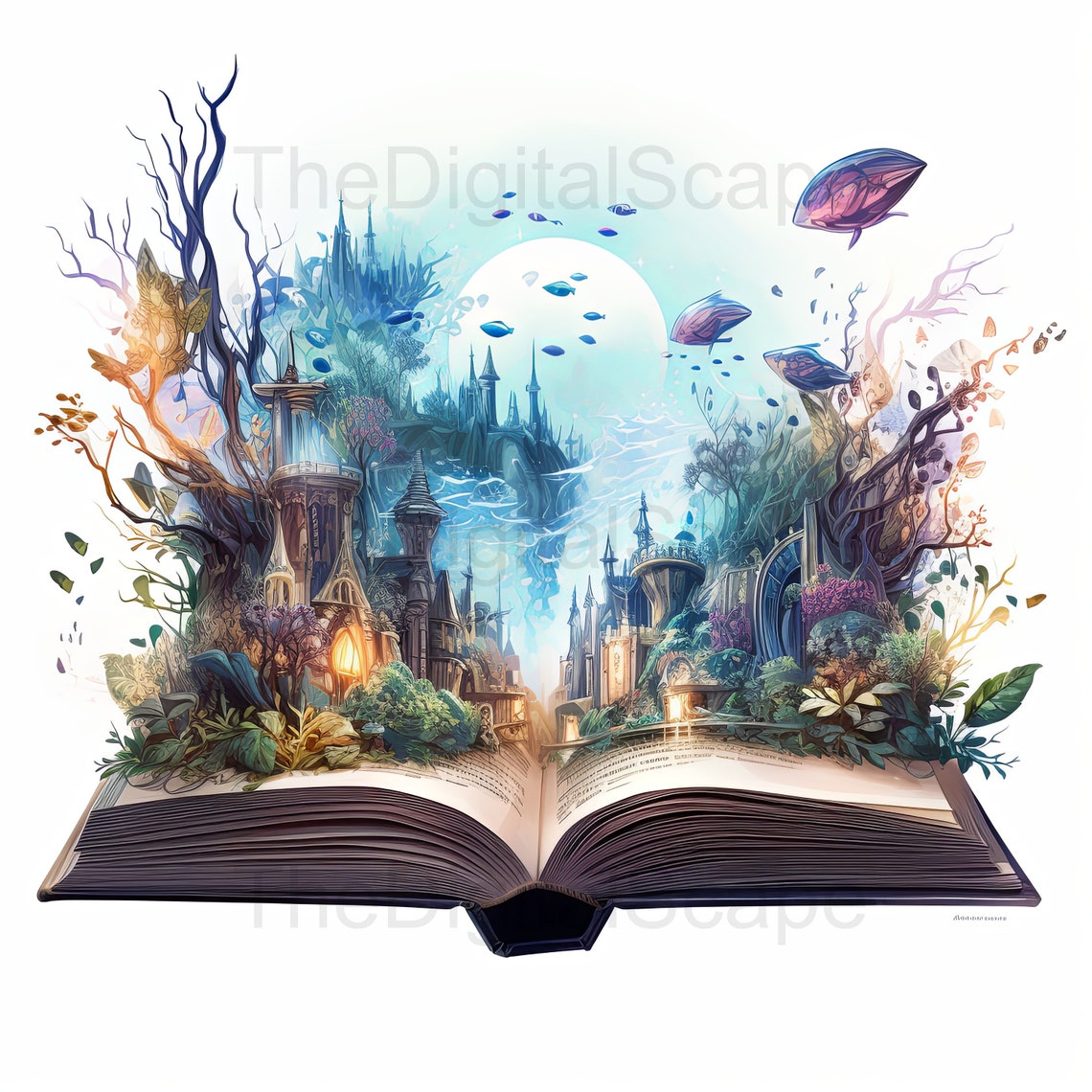 Fantasy Open Books Clipart 20 High Quality Jpgs, Scrapbooks, Digital ...