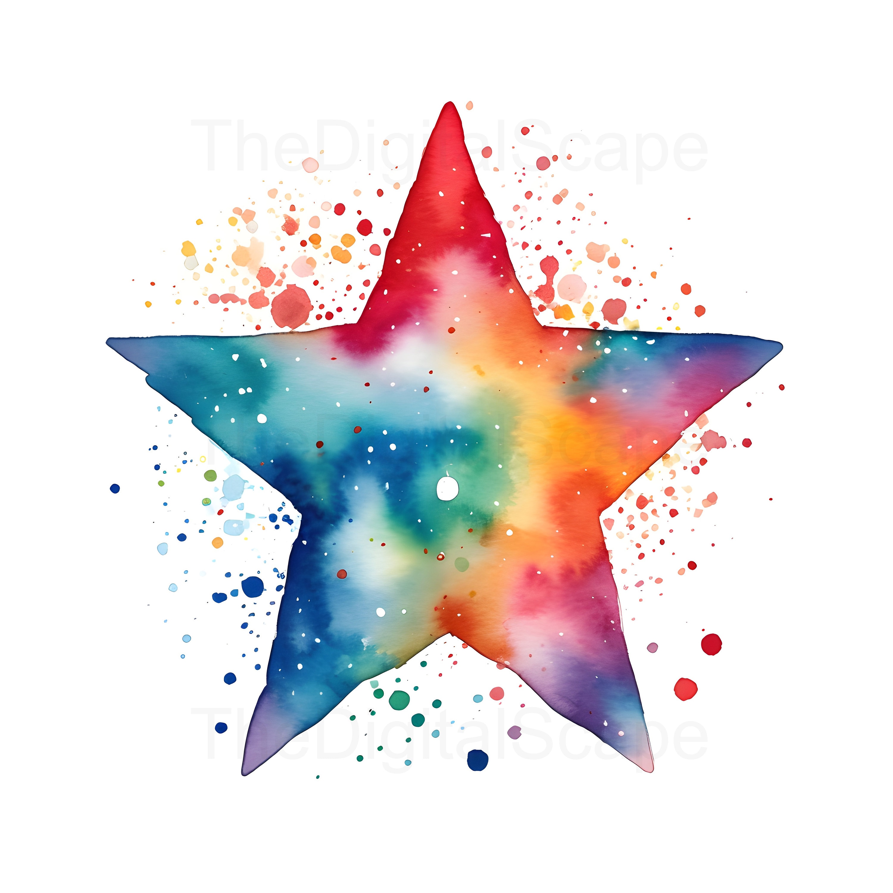 Watercolor Star Clipart Set – High Quality Jpgs, Scrapbook Graphics ...