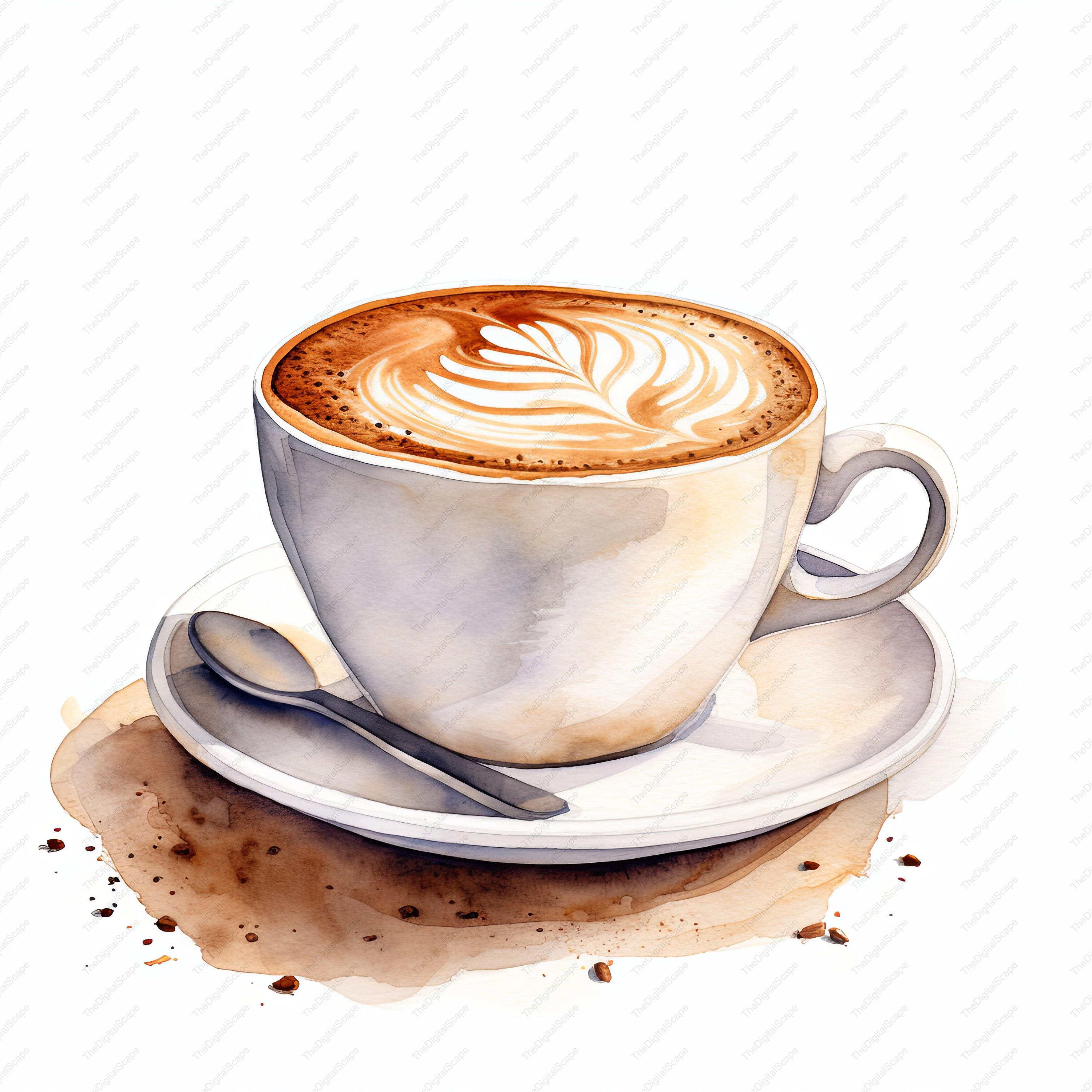 Latte Coffee Art JPG Clipart: Commercial Use, Scrapbook, Planner ...