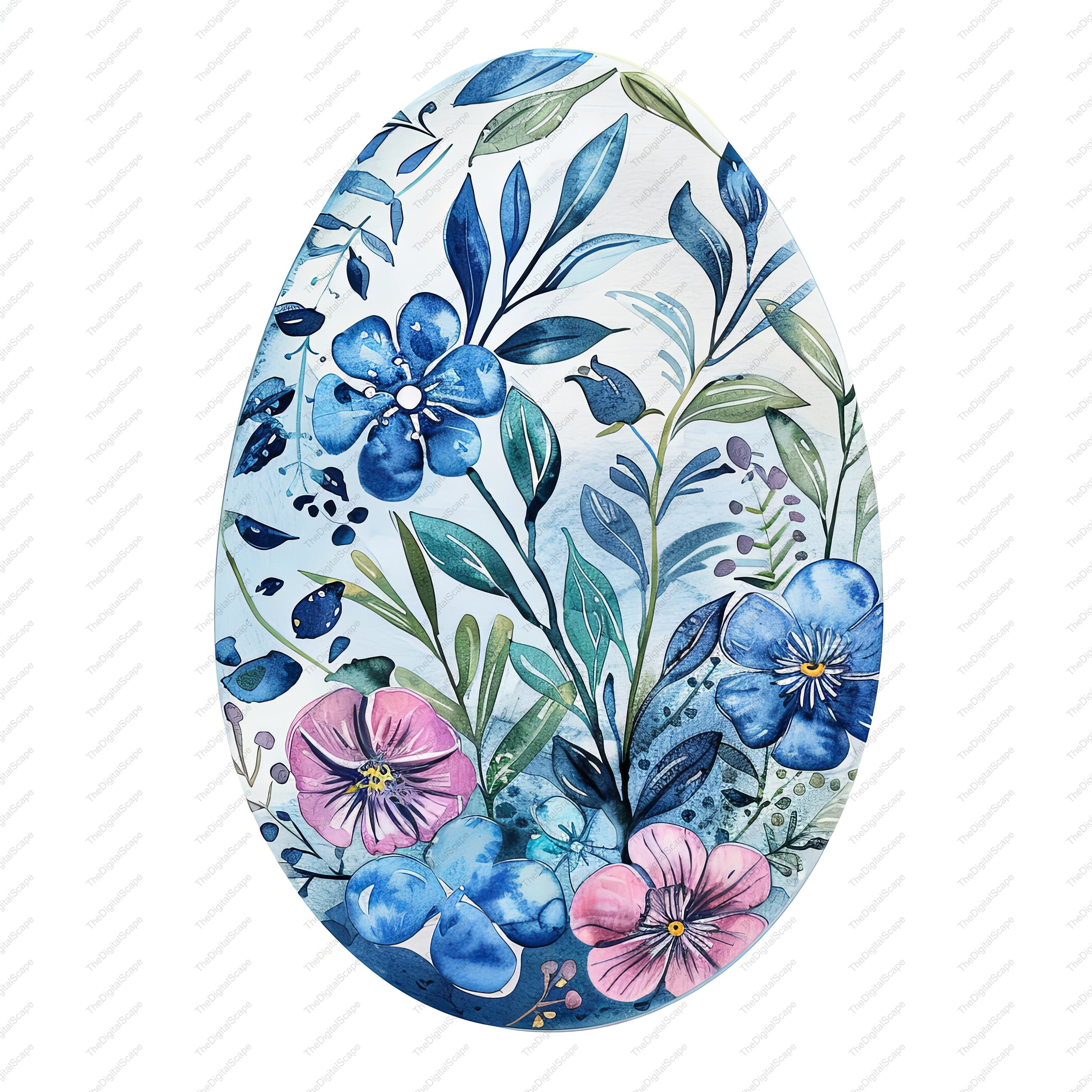 Floral Easter Egg Clipart: Watercolor Flower Designs (digital Download ...