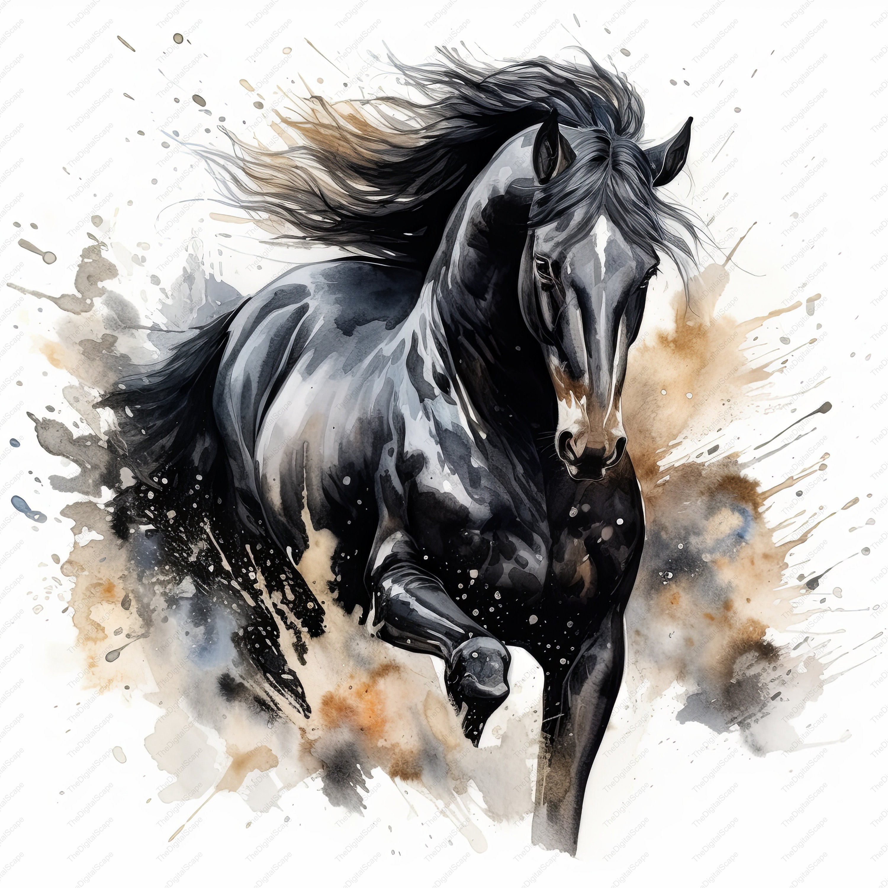 Black Horse Watercolor Clipart – Commercial Use, Digital Download - Etsy