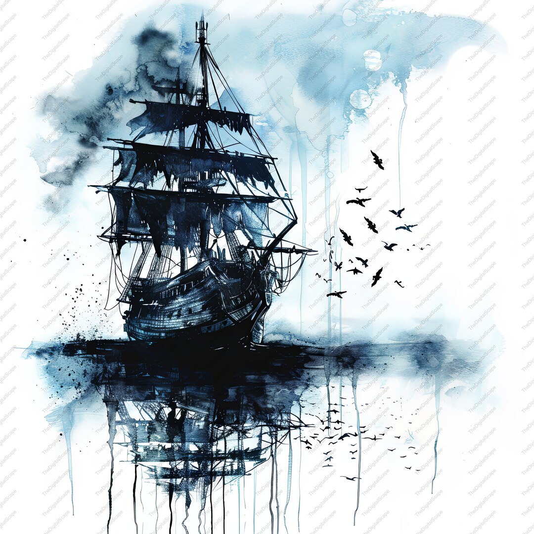 10 Ghost Ships Clipart - High Quality Jpgs, Scrapbooks, Digital Craft ...