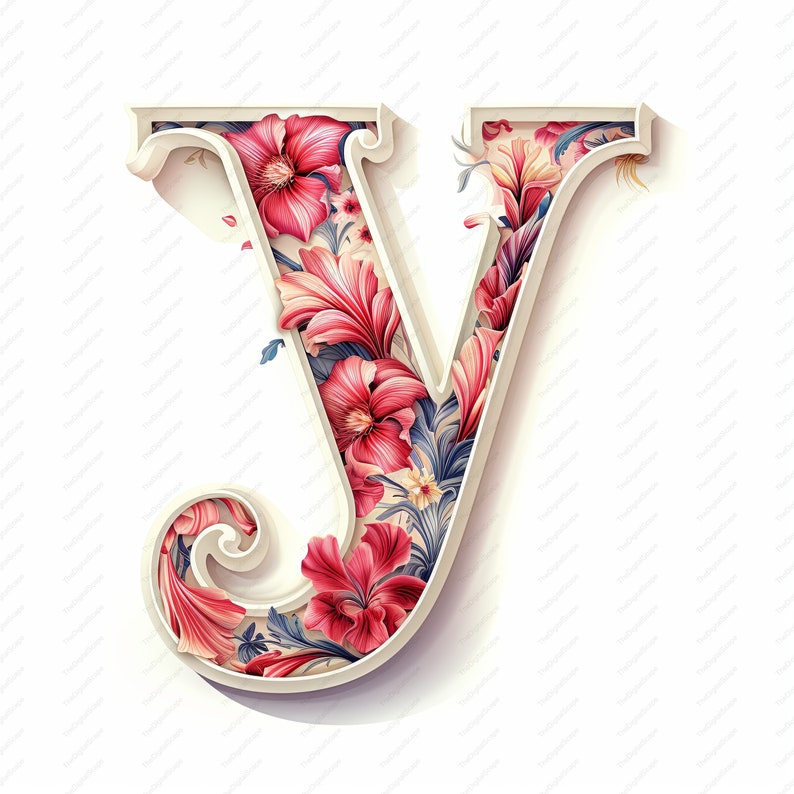 Floral Letter Y Clipart: Printable Alphabet Image (digital Download) - Etsy