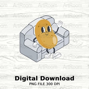 Cute Couch Potato Digital Download, Instant Download PNG FILE 300 DPI ...