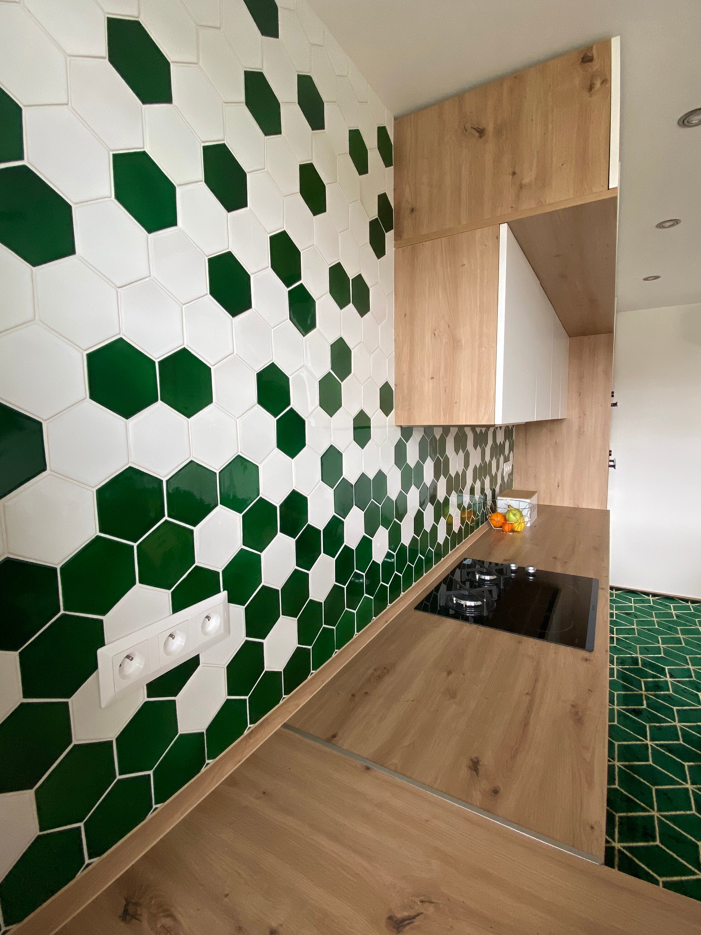 Green Crackle Ceramic Tile, Hexagon or Any Shape, Kitchen/bathroom ...