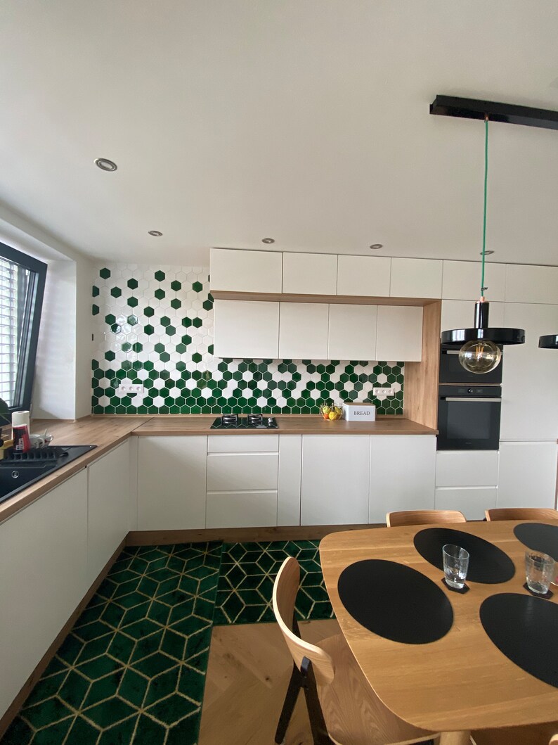 Green Crackle Ceramic Tile, Hexagon or Any Shape, Kitchen/bathroom ...