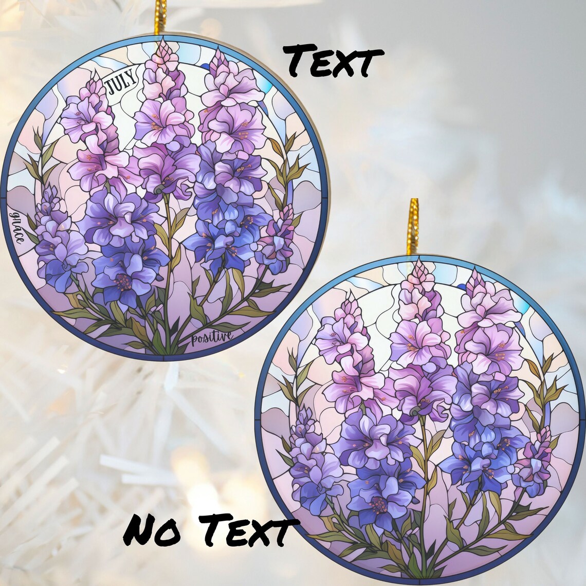 July Larkspur Birth Flower Stained Glass Look With Ink on Ceramic ...
