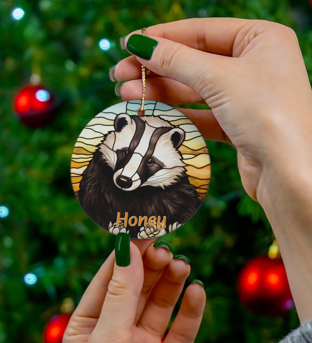Badger Personalized Stained Glass Look Ornament, Badger Zoo Visit ...