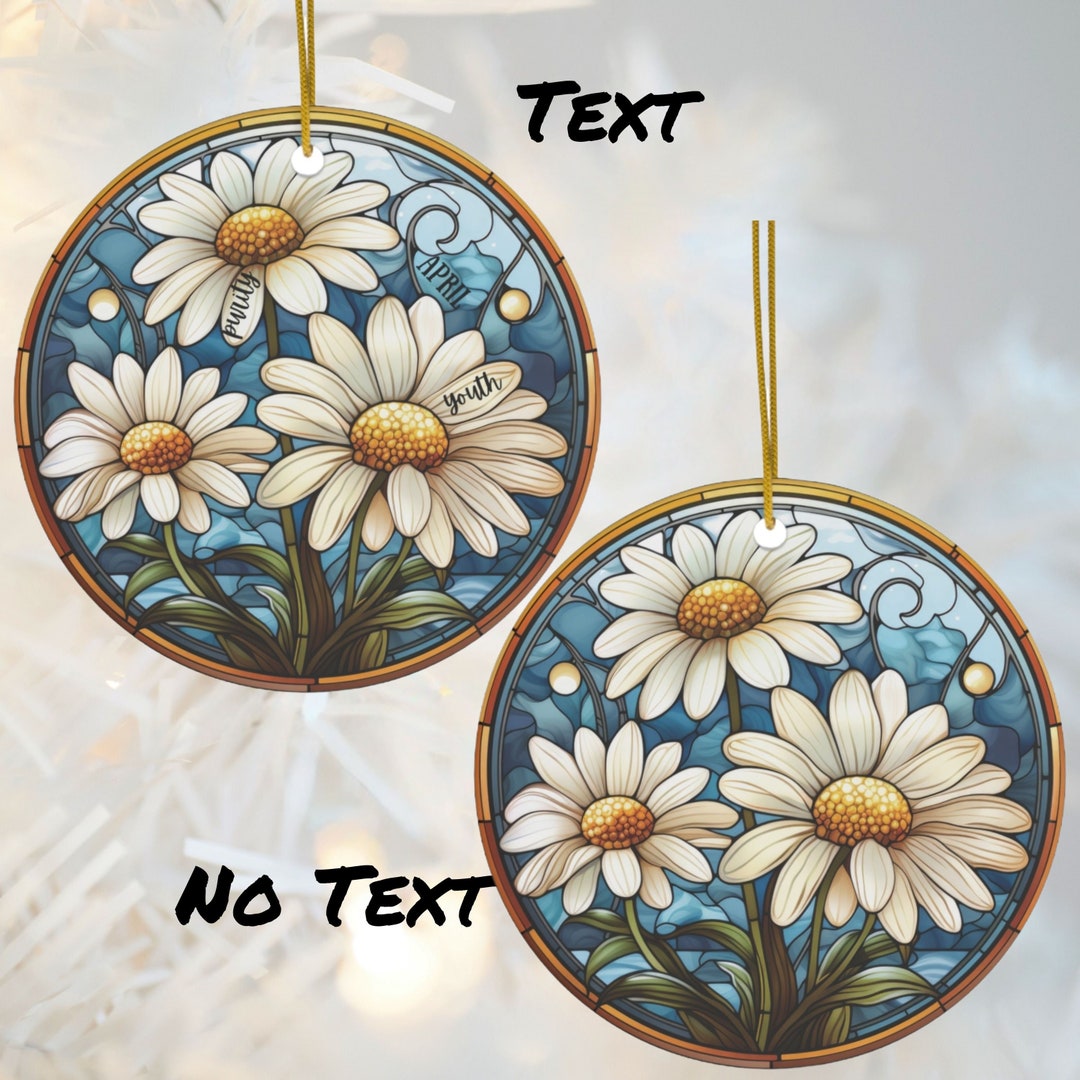 April Daisy Birth Flower Stained Glass Look With Ink on Ceramic ...