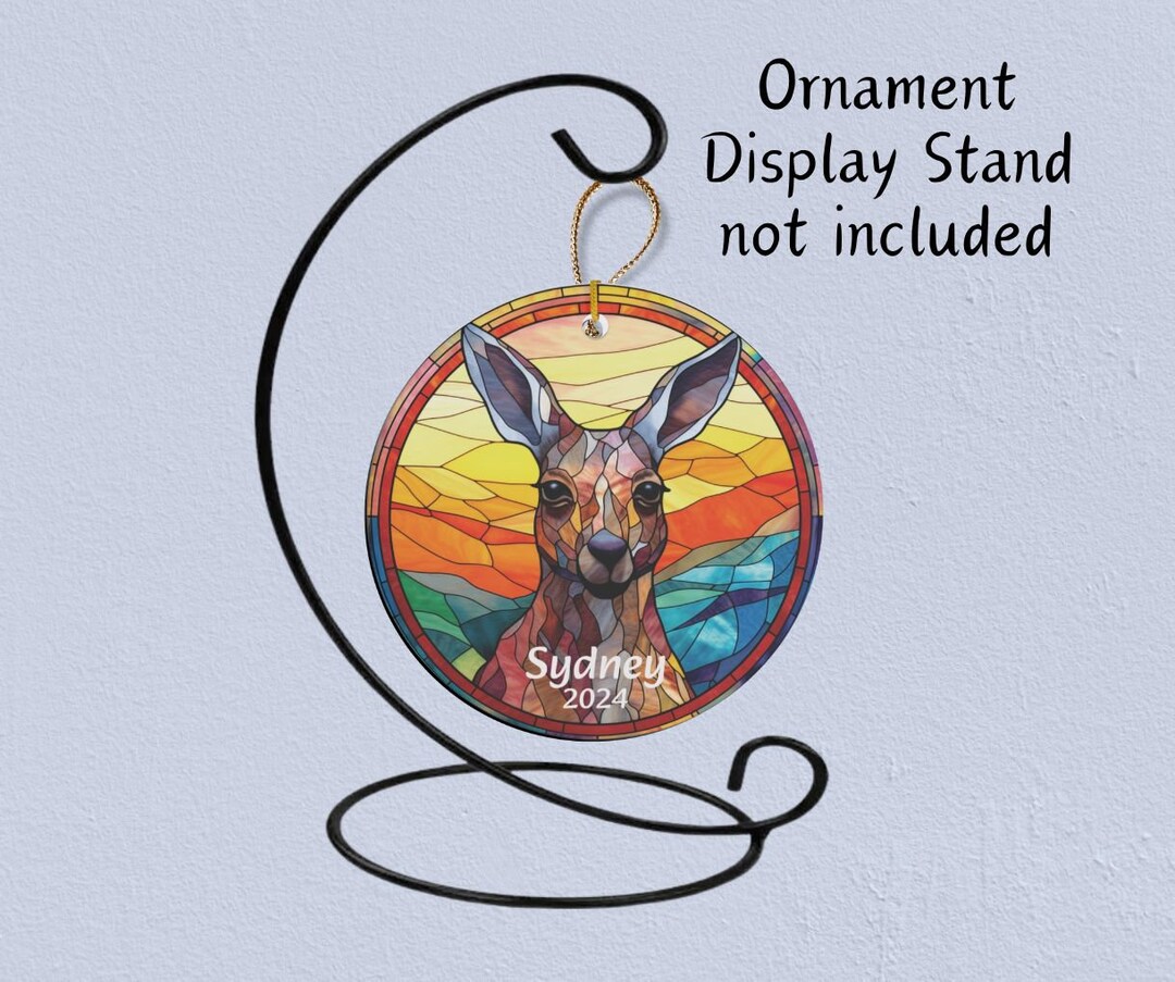 Customized Kangaroo Stained Glass Look Ceramic Ornament, Kangaroo ...