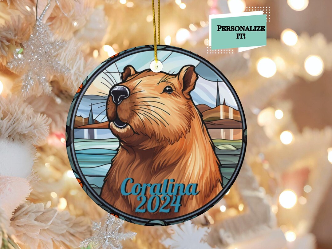 Capybara Personalized Faux Stained Glass Ornament, Great Capy Collector ...