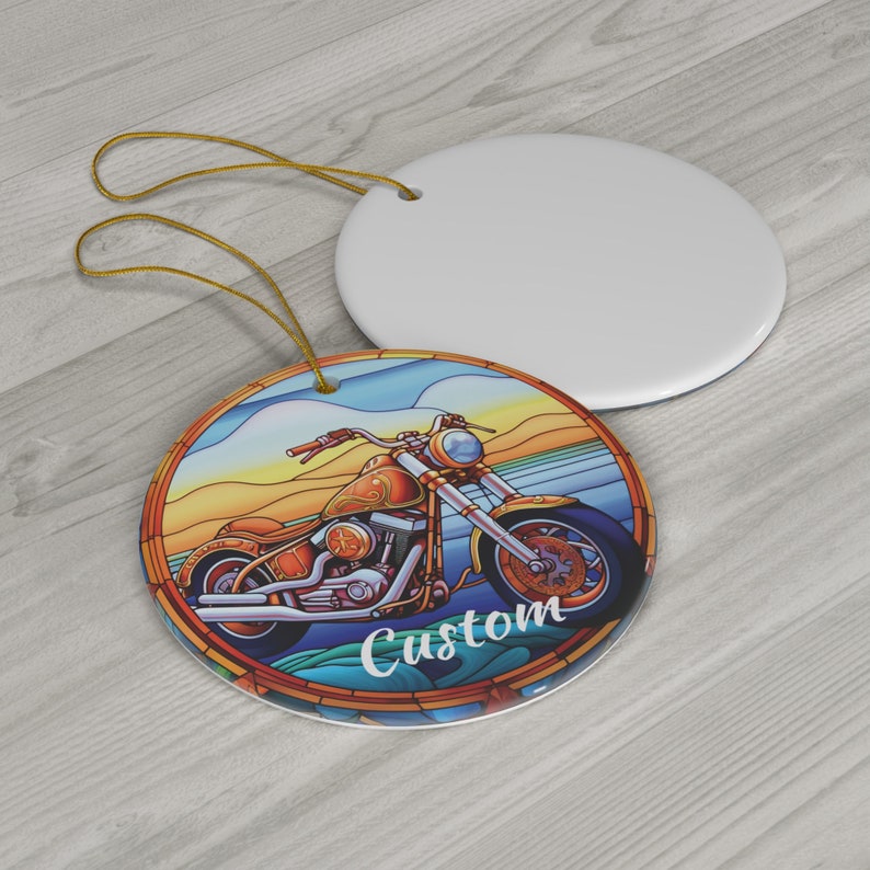 Personalized Motorcycle Stained Glass Look Ornament, Motorcycle ...