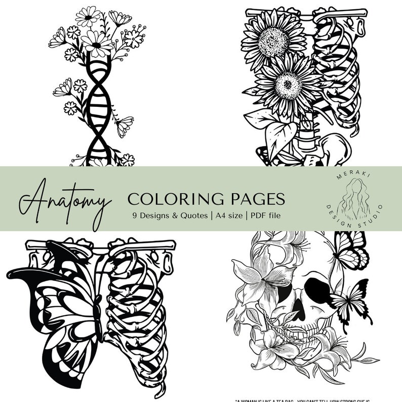 HUMAN ANATOMY COLORING Pages With Inspirational Quotes Printable ...