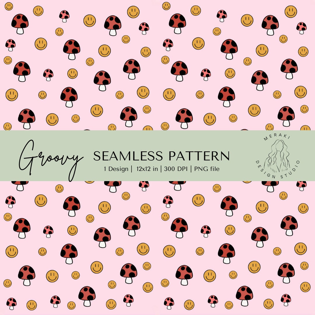 SEAMLESS GROOVY Smiley Faces Retro Colors Digital Paper - Etsy