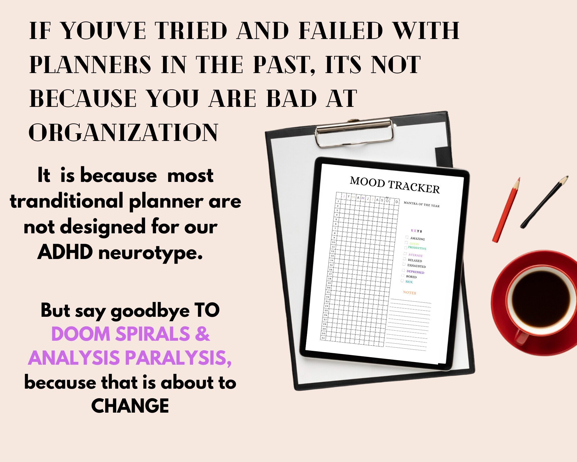 Adhd Printable PLANNER HABIT TRACKER Digital Adult Downloadable ...