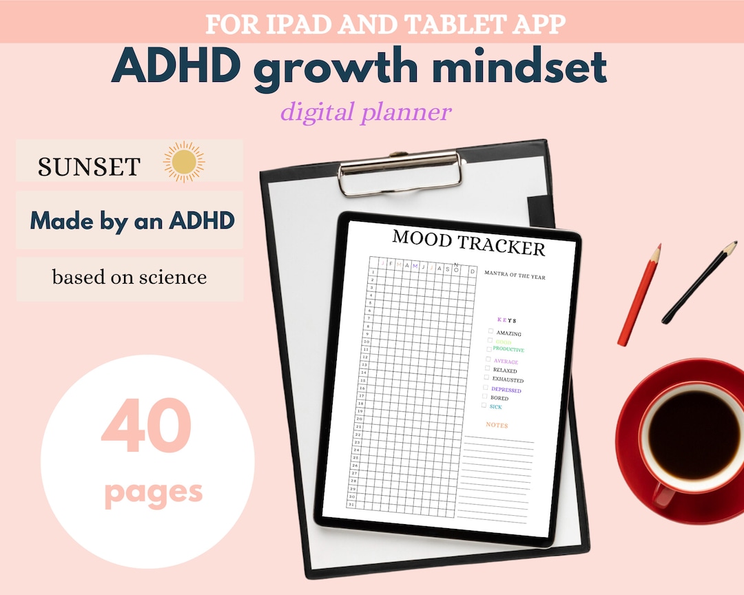 Adhd Printable PLANNER HABIT TRACKER Digital Adult Downloadable ...