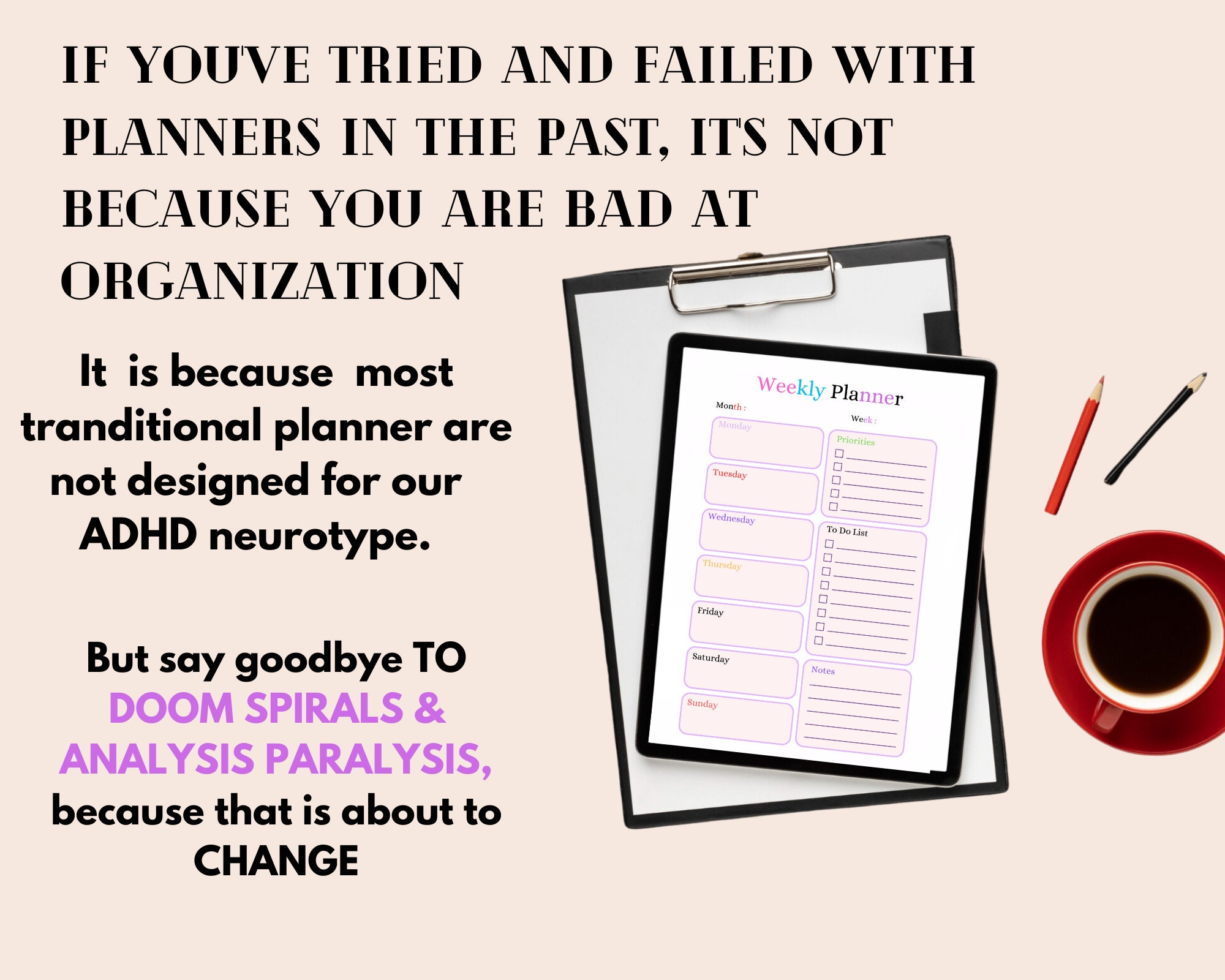 Adhd Printable PLANNER HABIT TRACKER Digital Adult Downloadable ...