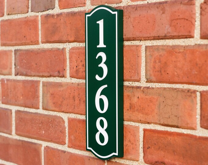 Vertical Engraved House Numbers, Rectangular With Rounded Ends, Address ...