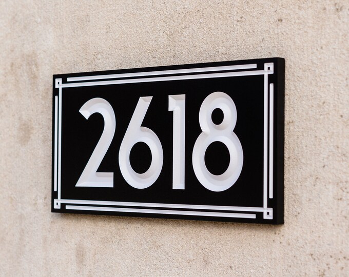 Art Deco Modern Style House Numbers, Address Plaque, House Number Sign ...