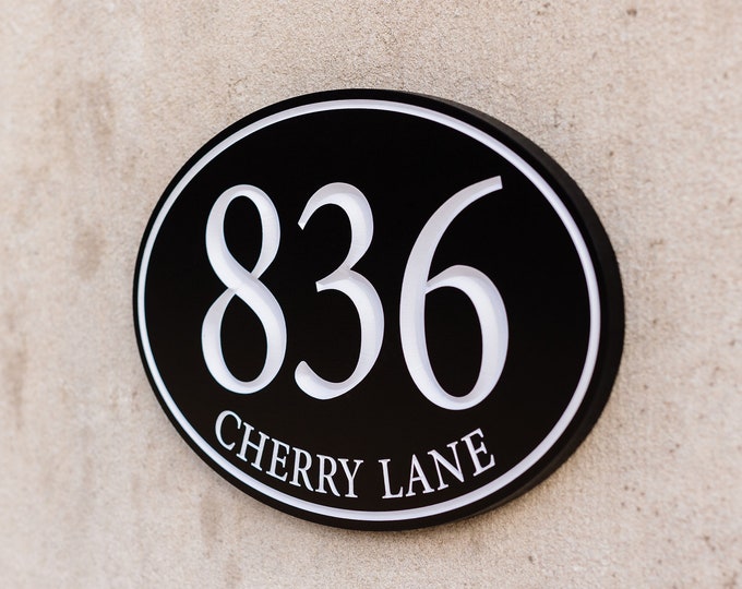 Oval Address Plaque, House Number Sign With Street Name - Etsy