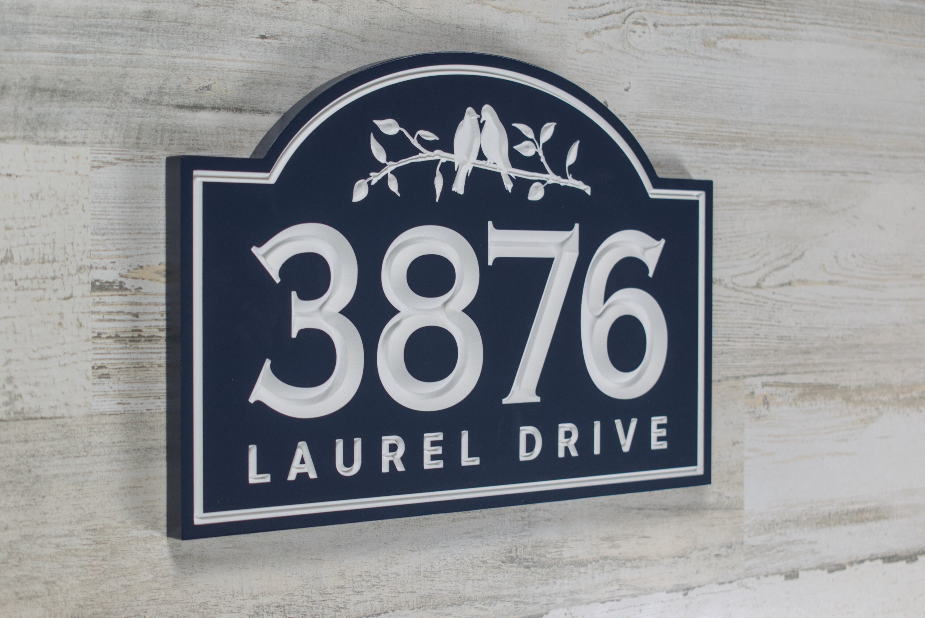 Address Plaque With Two Birds Design, Carved Custom House Number Sign ...