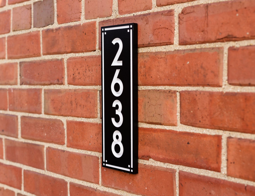 Vertical Craftsman or Arts and Crafts Style Engraved House Numbers ...