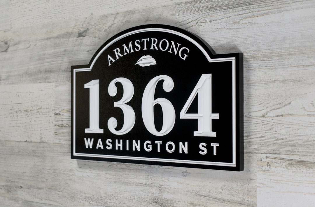 Carved Address Sign With Street Name and Family Name Custom - Etsy