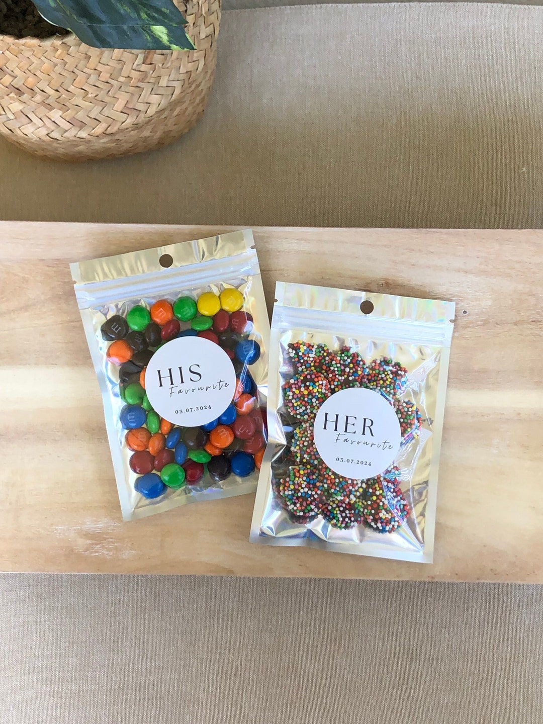 His Her Favours His Her Favourites Wedding Favours Holographic Bags ...