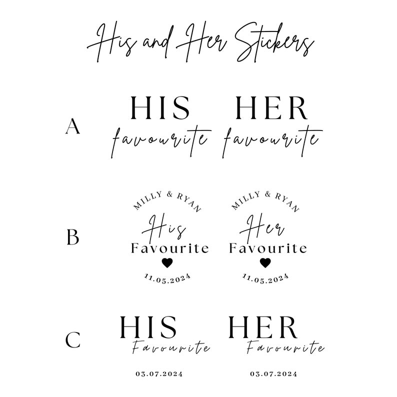 His Her Favourite Stickers Party Favours Wedding Favours For Etsy