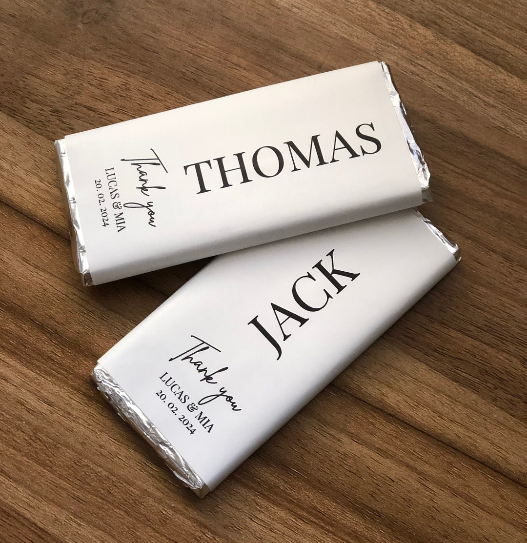 Wedding Favours Custom Name Place Card Chocolate Bar Labels ...