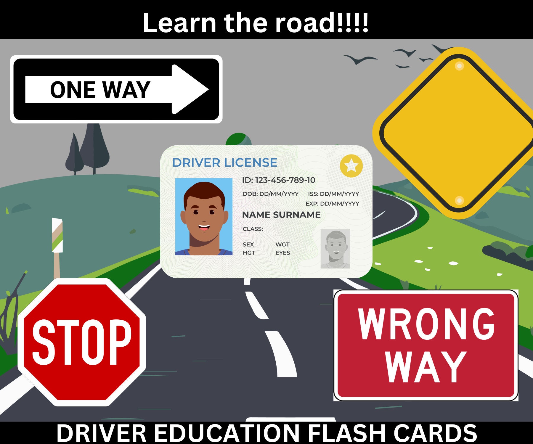 Driver's Education Flash Cards | Learn Road Signs & Rules | Study Aid ...
